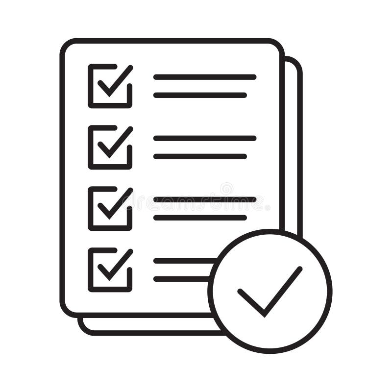 Thin Line Checklist with Mark Icon, Report Icon on White Background ...
