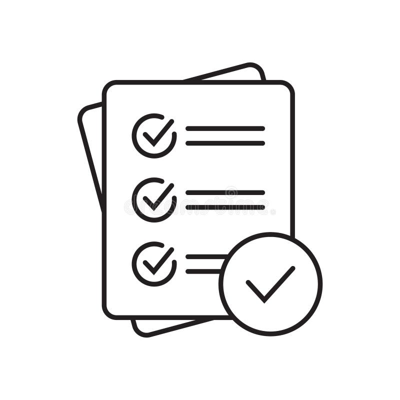 Thin Line Checklist with Mark Icon, Report Icon on White Background ...