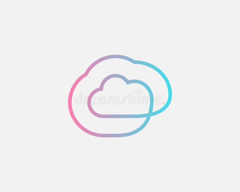 Thin Line Cloud Loop Vector Icon Logo Design Template. Minimalistic ...