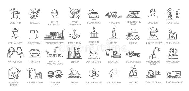Industrial Activity Icons Pack. Thin Line Collection Smart Technology ...