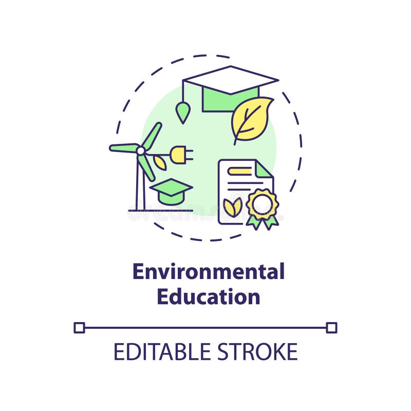 Thin Line Colorful Environmental Education Icon Concept Stock Vector ...