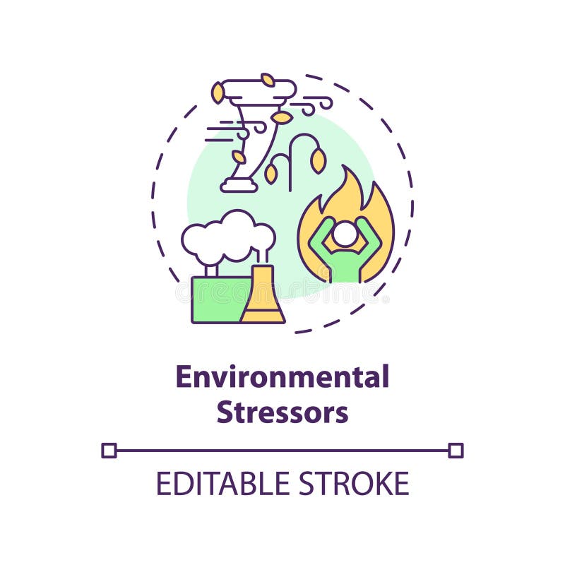 Thin Line Colorful Environmental Stressors Icon Concept Stock Vector ...