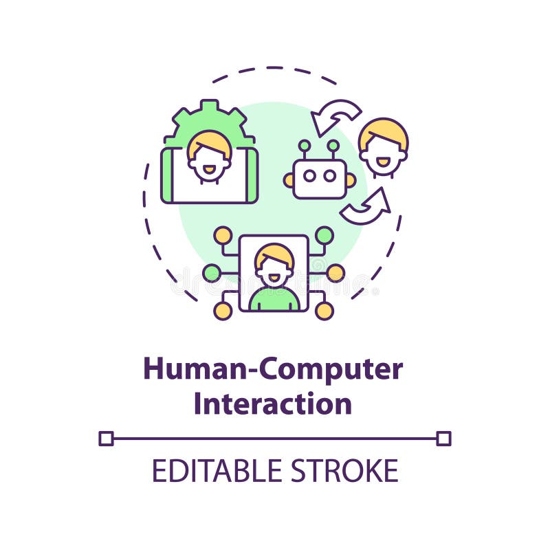 Thin Line Colorful Human Computer Interaction Icon Concept Stock Vector ...