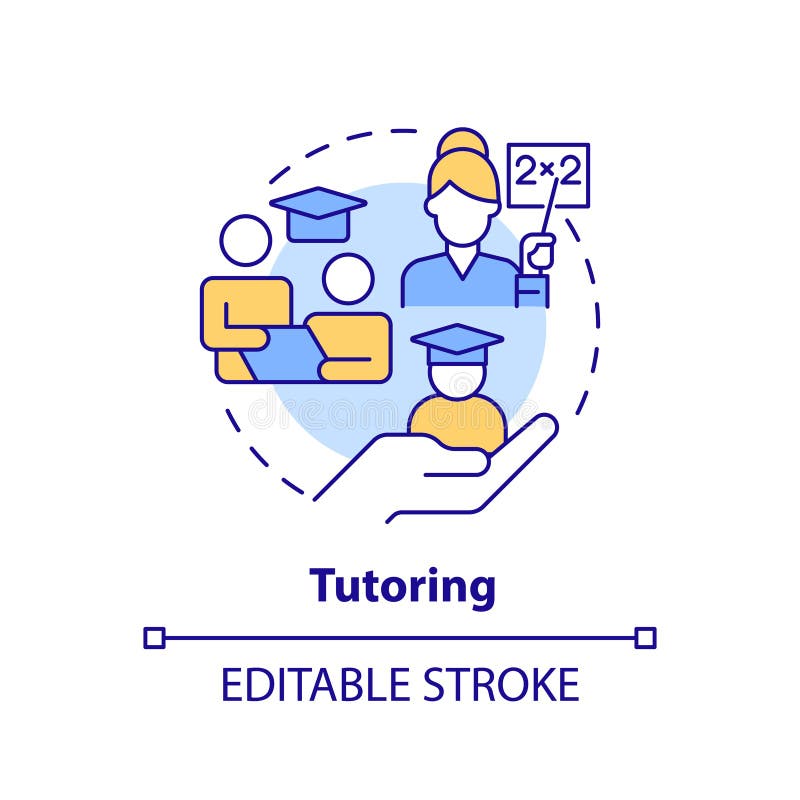 Thin Line Colorful Icon Tutoring Concept Stock Vector - Illustration of ...