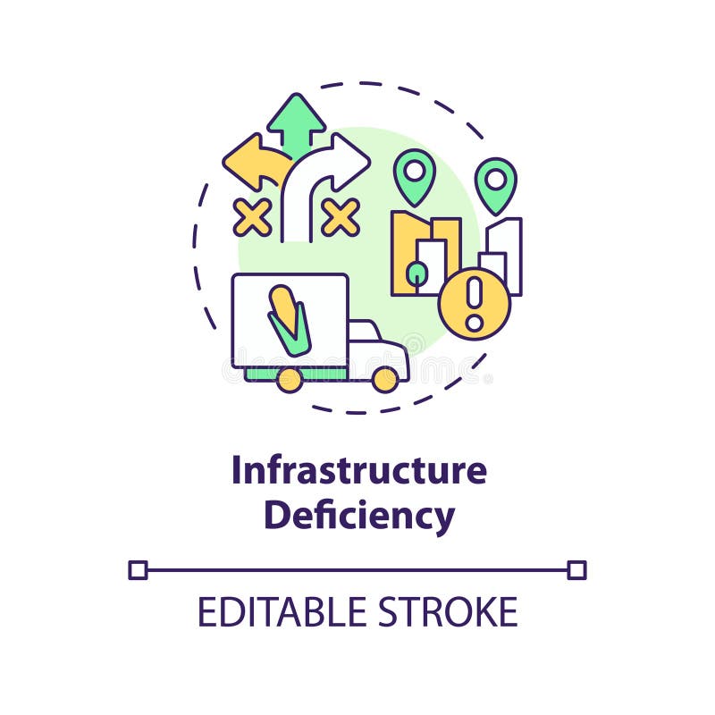Thin Line Colorful Infrastructure Deficiency Icon Concept Stock Vector ...