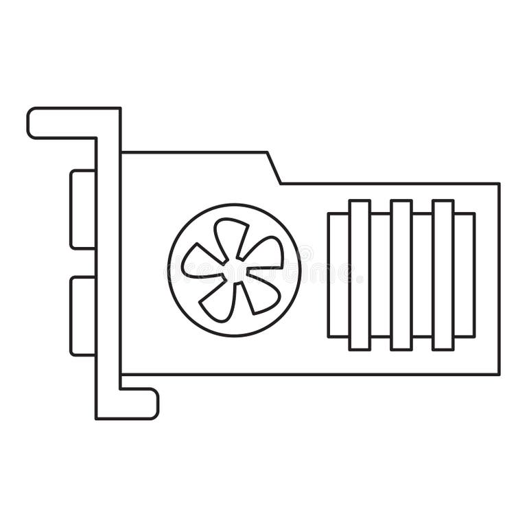 Thin line vga graphic card stock vector. Illustration of simple - 258001658