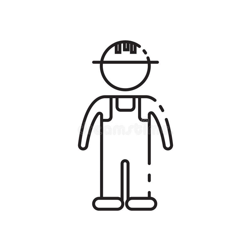 Thin Line Construction Worker Icon Stock Vector - Illustration of ...