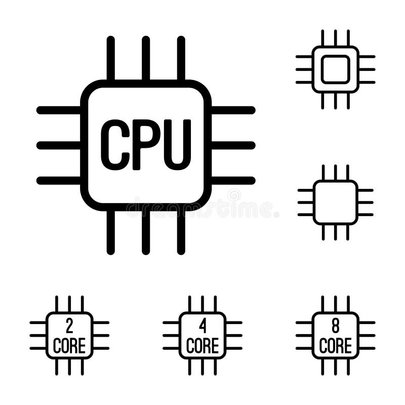 Thin Line Cpu, Processor Icons Set Stock Illustration - Illustration of ... Thin Line Cpu, Processor Icons Set Stock Illustration - Illustration of ...