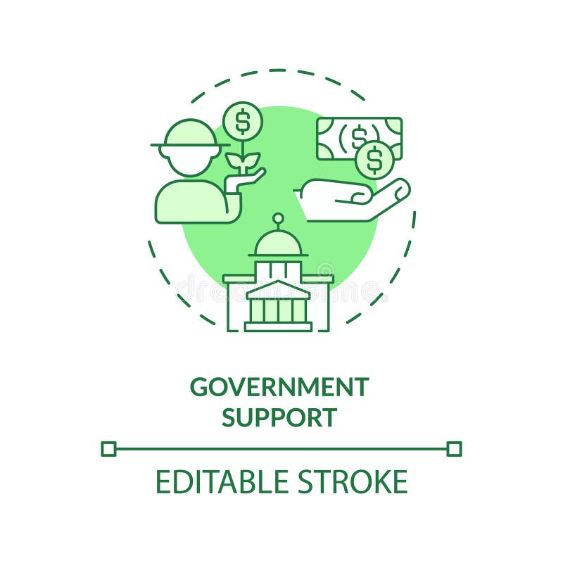 Thin Line Creative Green Government Support Icon Concept Stock Vector ...