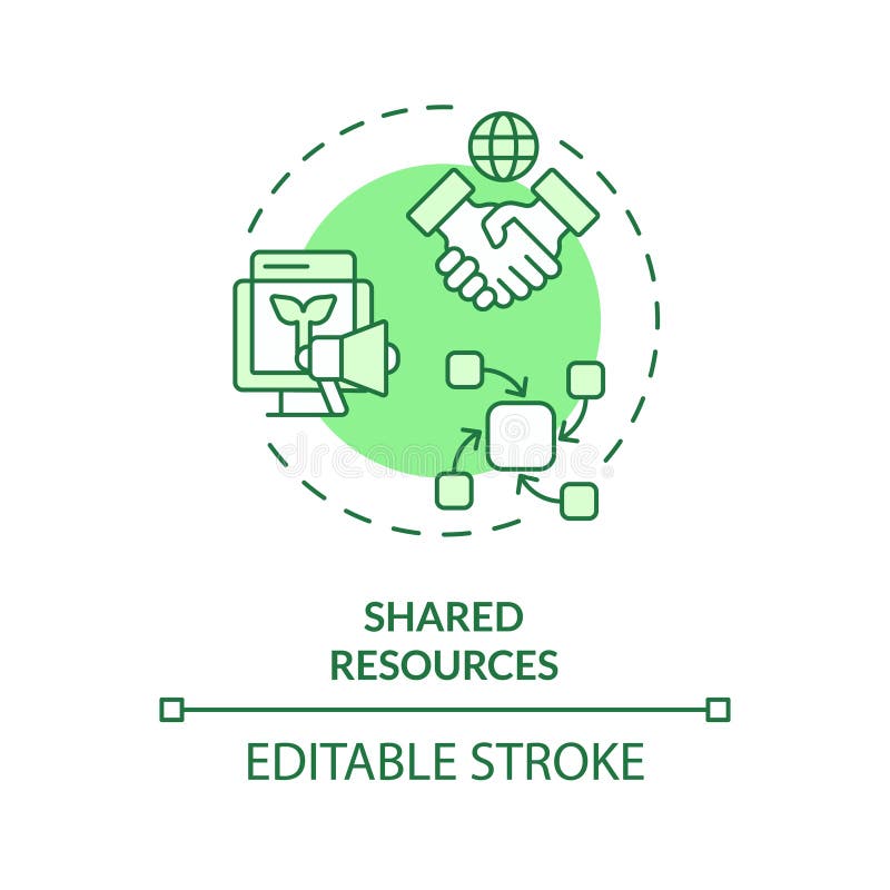 Thin Line Creative Green Shared Resources Icon Concept Stock Vector ...