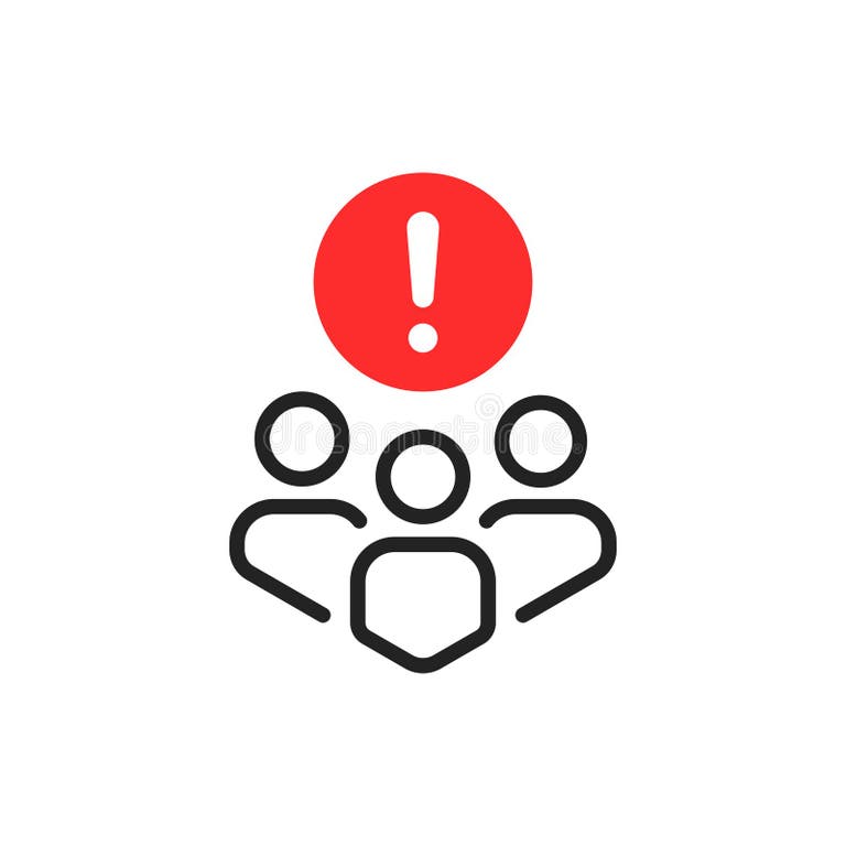 Thin Line Crowd of People with Exclamation Mark Stock Illustration ...