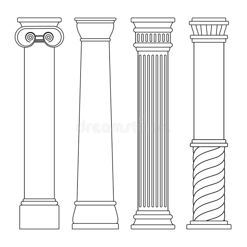 Thin Line Design Ancient Columns Set. Vector Stock Vector ...