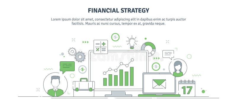Thin Line Design for Financial Strategy and Business Stock Illustration ...