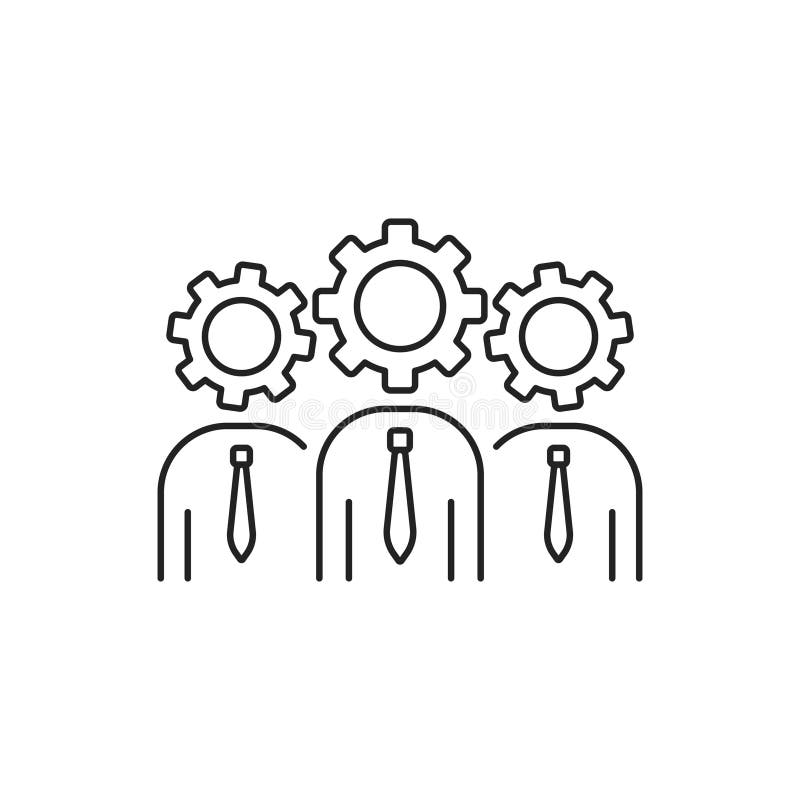 Thin Line Development Project Icon with People Stock Vector ...