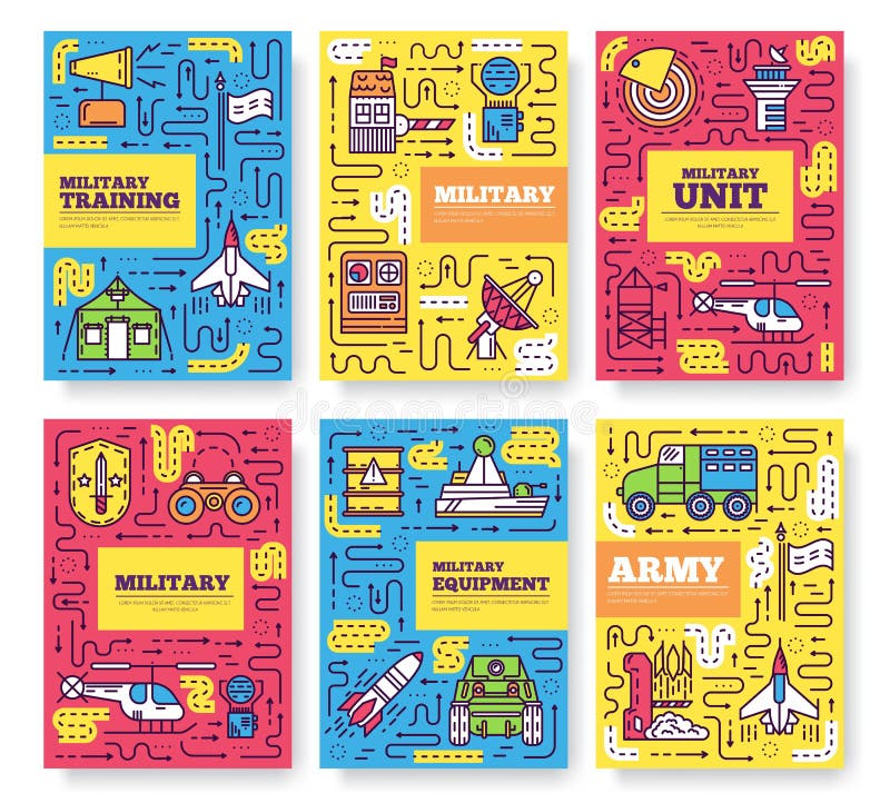 Thin Line Different Rocket Weapons Brochure Card Set. Vehicles on ...