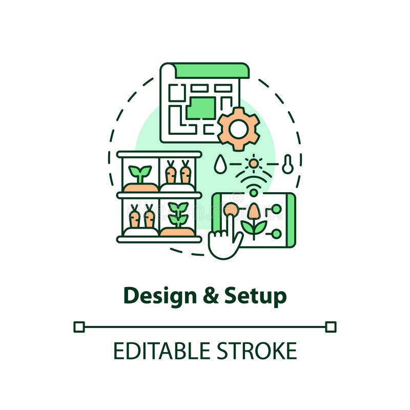 Thin Line Editable Design and Setup Icon Concept Stock Vector ...