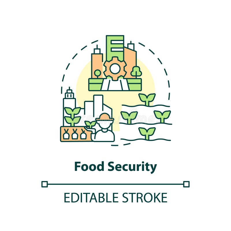 Thin Line Editable Food Security Icon Concept Stock Vector ...