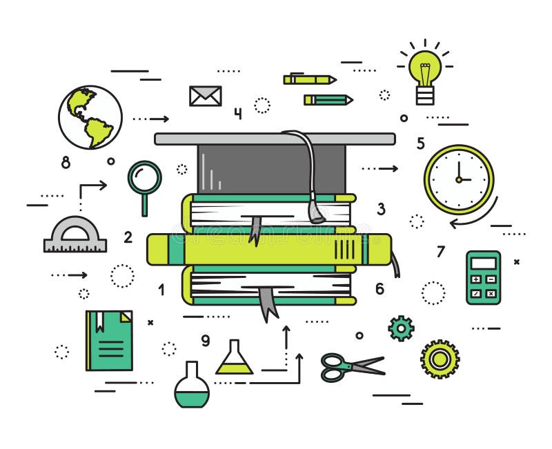 Study or Working Concept Illustration. Stock Vector - Illustration of ...