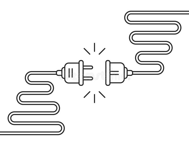 Thin Line Electric Plug and Socket Like Disconnect Stock Vector ...