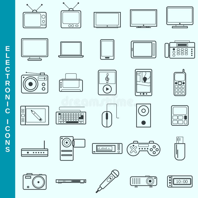 Modern Electronic Devices Vector Icons Stock Vector - Illustration of ...