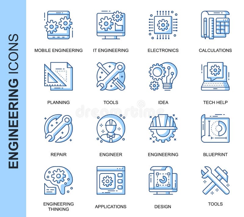 Line Engineering Design Icons Stock Vector - Illustration of linear ...