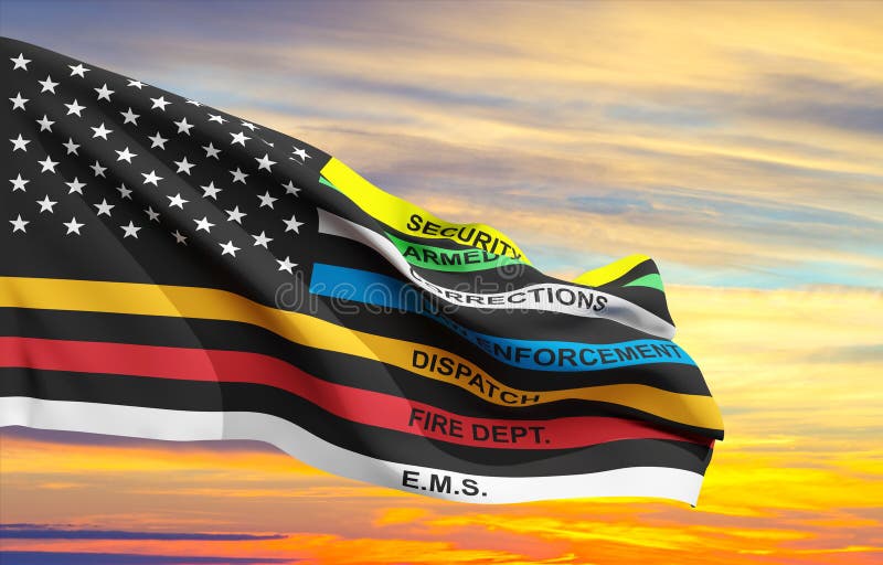 Thin Line First Responder American Flag Stock Image - Image of medical ...