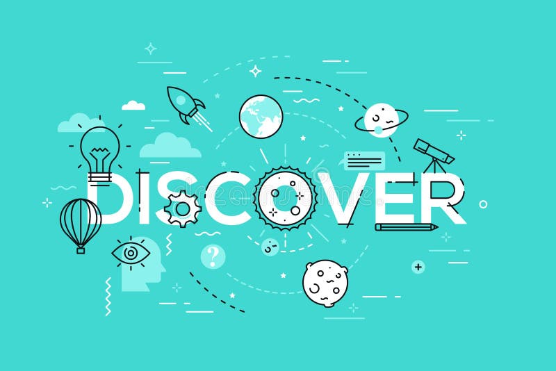 Thin Line Flat Design Banner for Discover Web Page Stock Vector ...