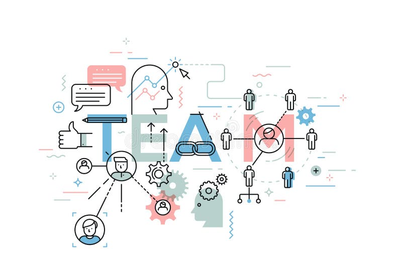 Thin Line Flat Design Banner for Team Word Concept Stock Vector ...