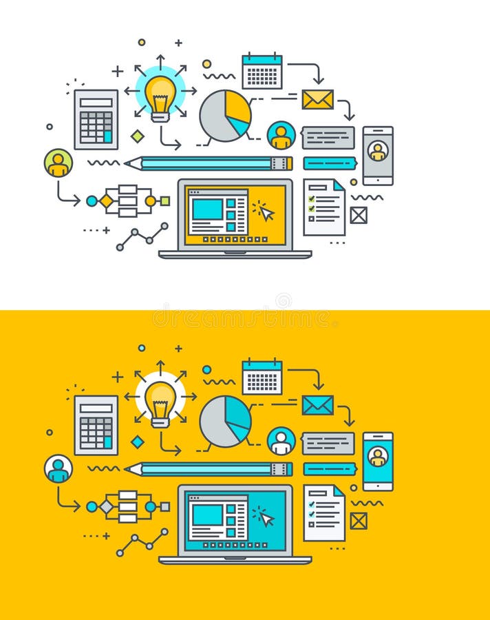Thin Line Flat Design Concept on the Theme of Creative Process ...