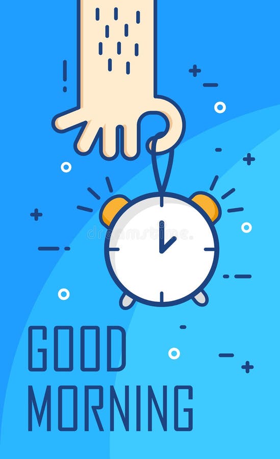 Thin Line Flat Design. Good Morning Card Stock Vector - Illustration of ...