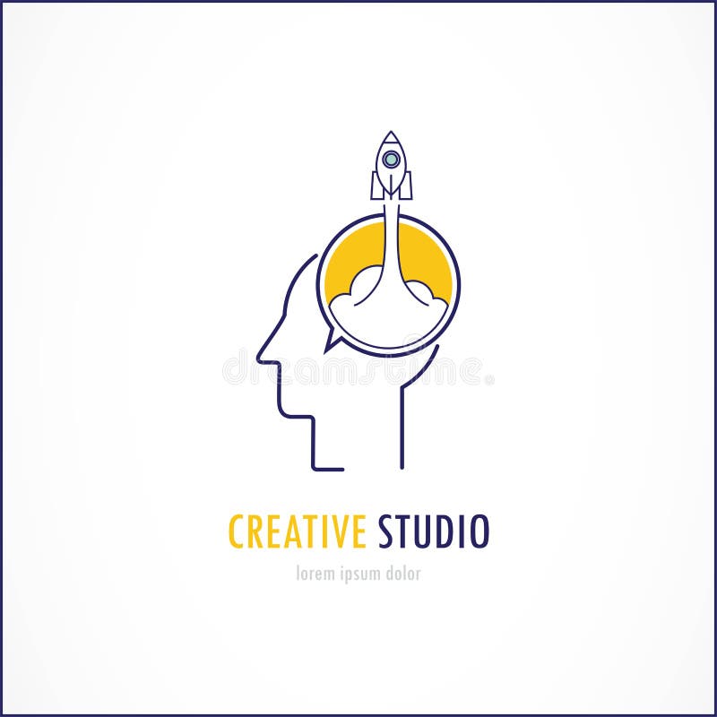 Thin Line Flat Design Vector Illustration for Creativity, Inspiration ...