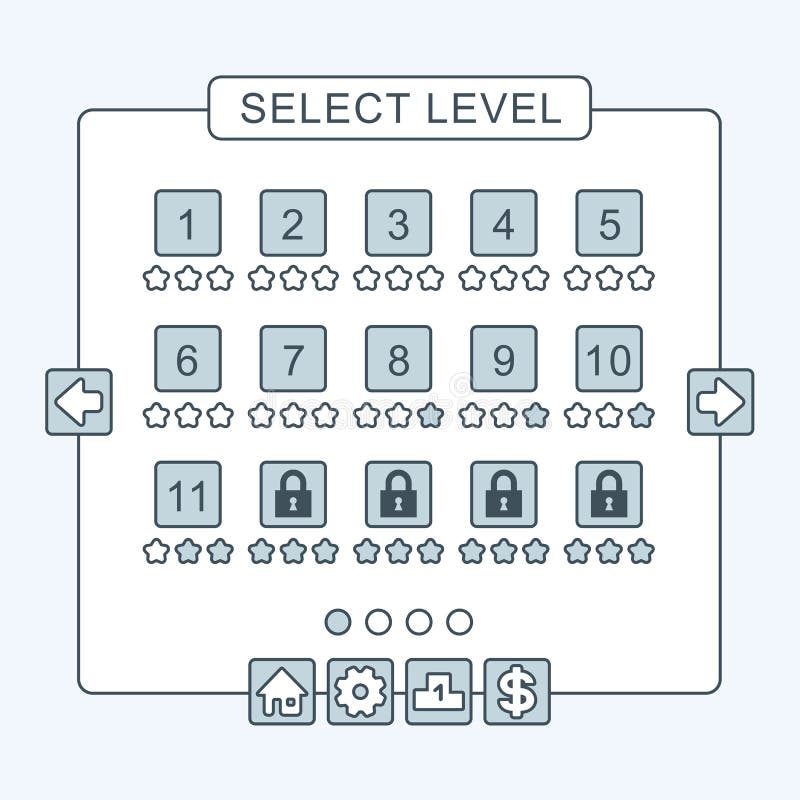 Thin Line Game Menu Level Interface Panels Ui Stock Vector ...
