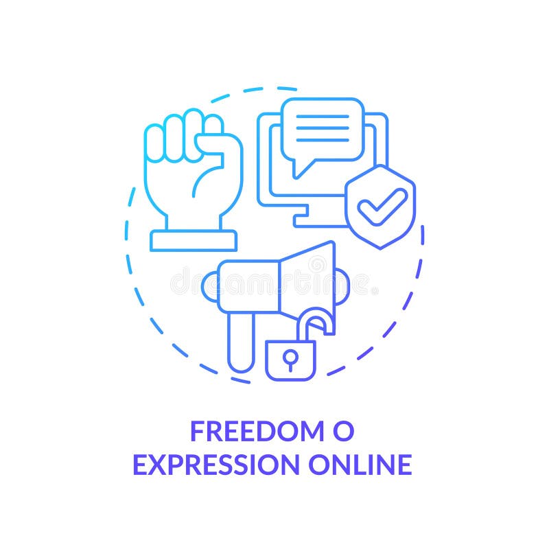 Thin Line Gradient Icon Freedom of Expression Online Concept Stock ...