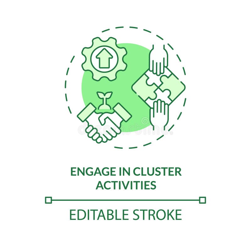 Thin Line Green Engage in Cluster Activities Icon Concept Stock ...