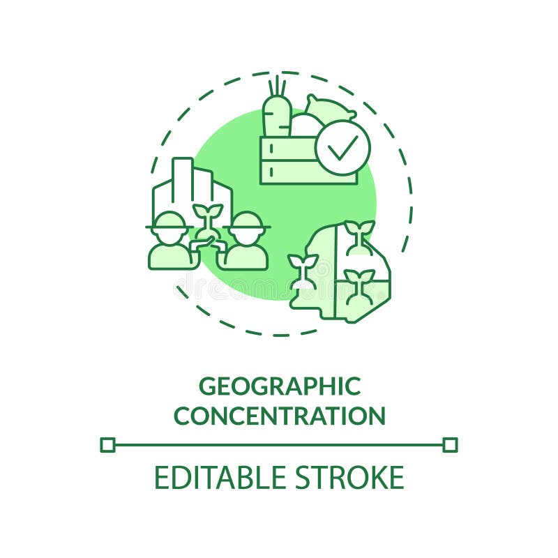 Thin Line Green Geographic Concentration Icon Concept Stock Vector ...