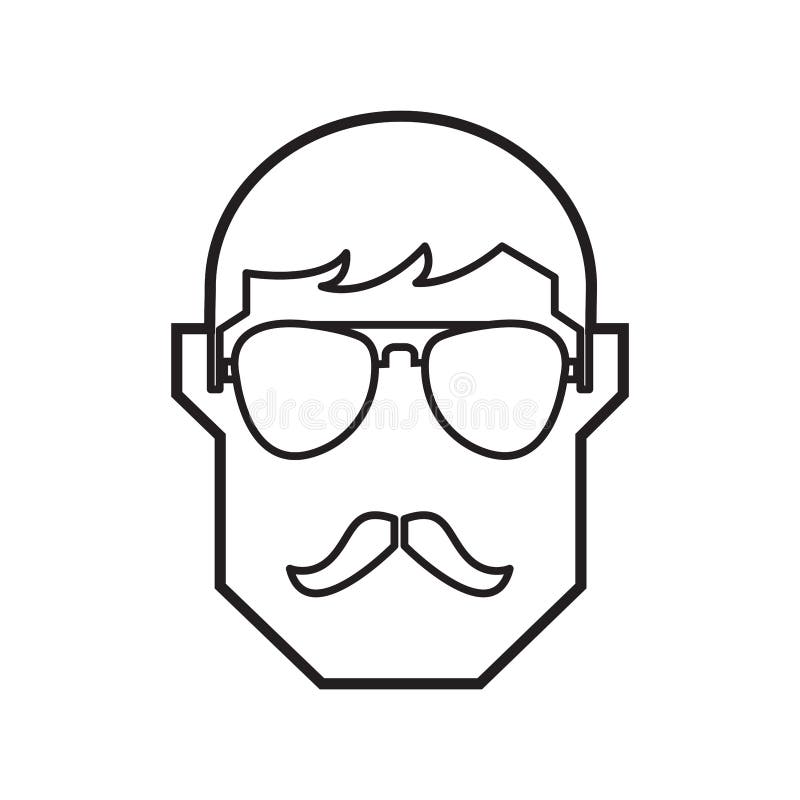 Thin Line Hairstyle Parted and Mustache Stock Vector - Illustration of ...