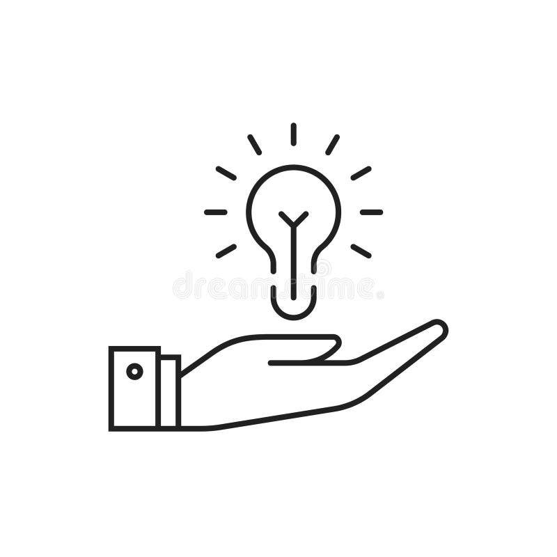 Thin Line Hand Holding Lightbulb Like Expertise Stock Illustration ...