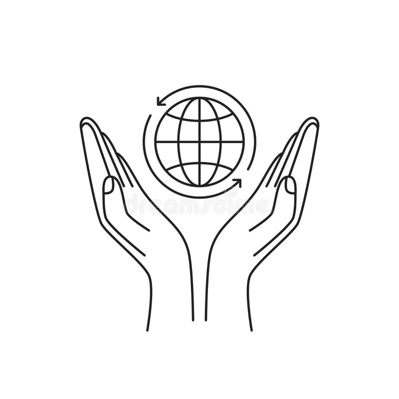 Thin Line Hands Holding Globe Like Logistics Icon Stock Illustration ...