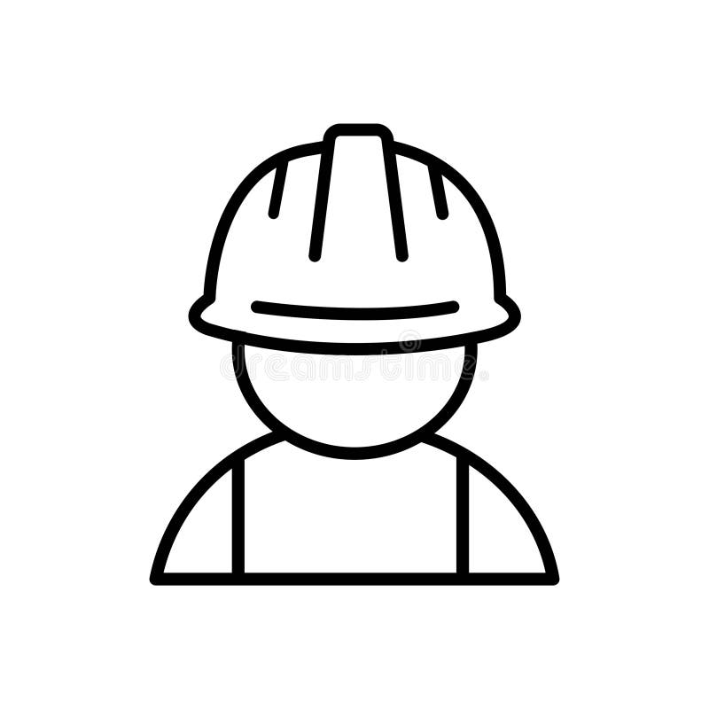 Construction Worker Vector Line Icon on White Stock Vector ...