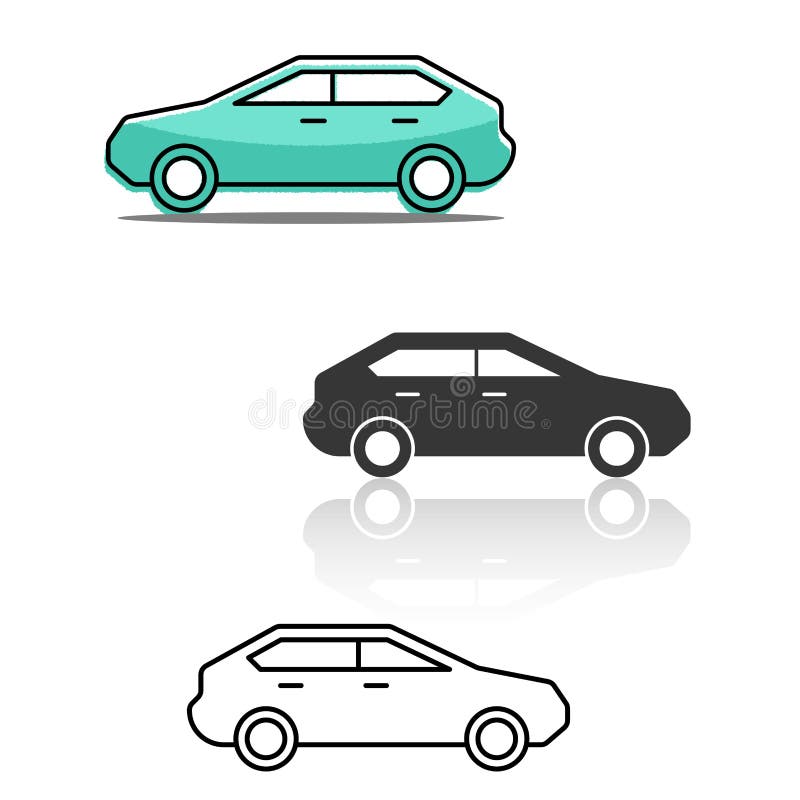 Thin Line Icon, Solid Icon. Flat Icon for Car Side View, Transportation ...