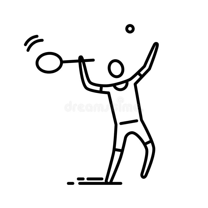 Thin Line Icon. Tennis or Badminton Player. Stock Vector - Illustration ...