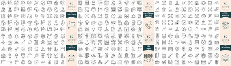 300 Thin Line Icons Bundle. in this Set Include Call Center Service ...