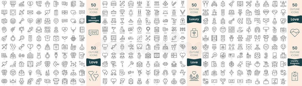 300 Thin Line Icons Bundle. in this Set Include Love Messages, Love ...