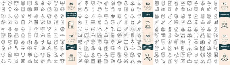 300 Thin Line Icons Bundle. in this Set Include Task and Project ...