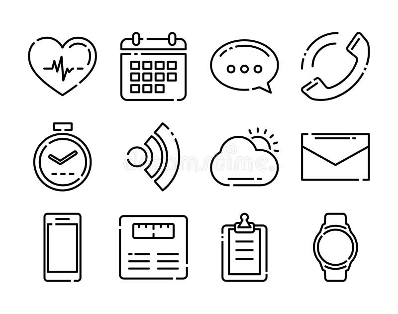 Thin Line Icons Fitness Tracker Technology Data with Applications in ...