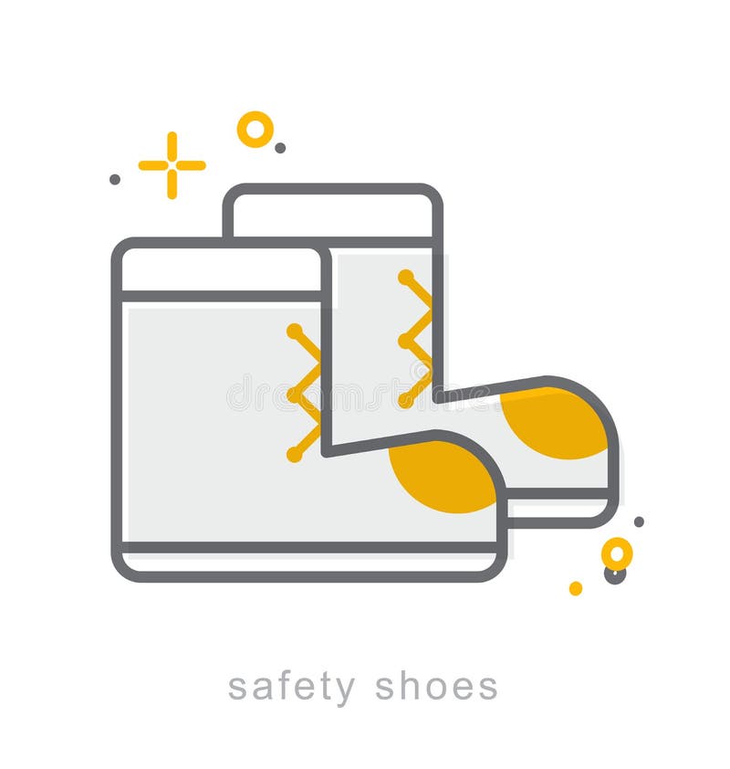 Safety Shoes and Vest Required with PPE Symbols on White Background ...