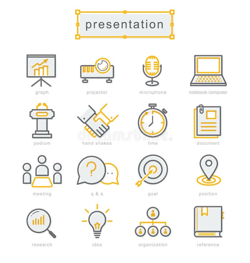 Thin Line Icons Set, Business Presentation Stock Vector - Illustration ...