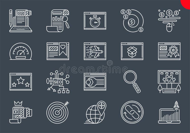 Thin Line Icons Set of Search Engine Optimization Stock Vector ...