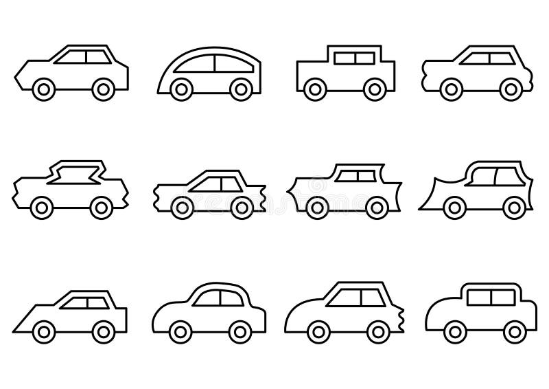 Thin Line Icons Set,transportation,Car Side View,vector Illustrations ...