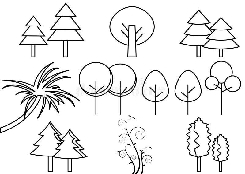 Thin Line Icons Set,trees,vector Illustrations Stock Vector ...